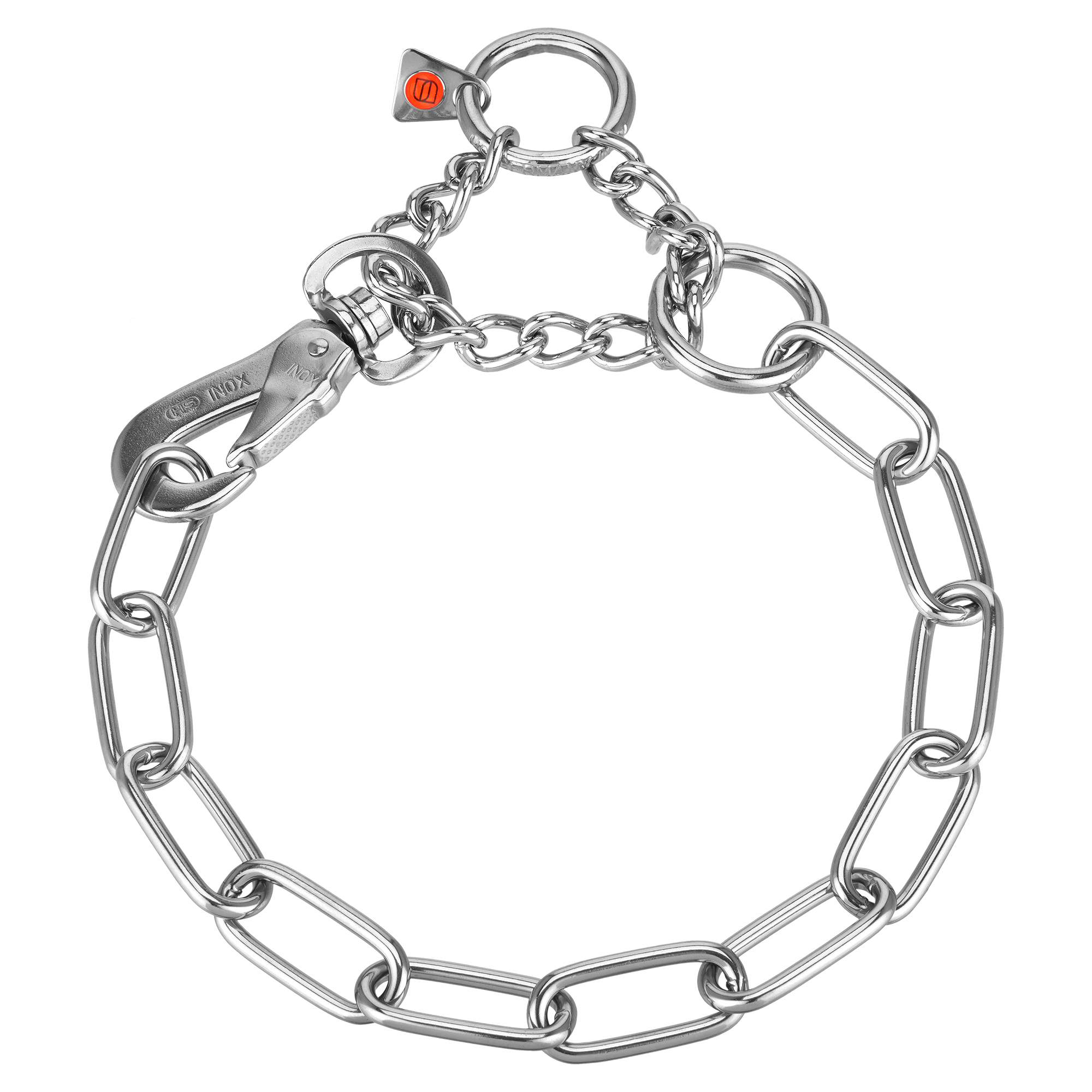 Adjustable Long Link Chain Collar with SPRENGER Hook - Stainless Steel