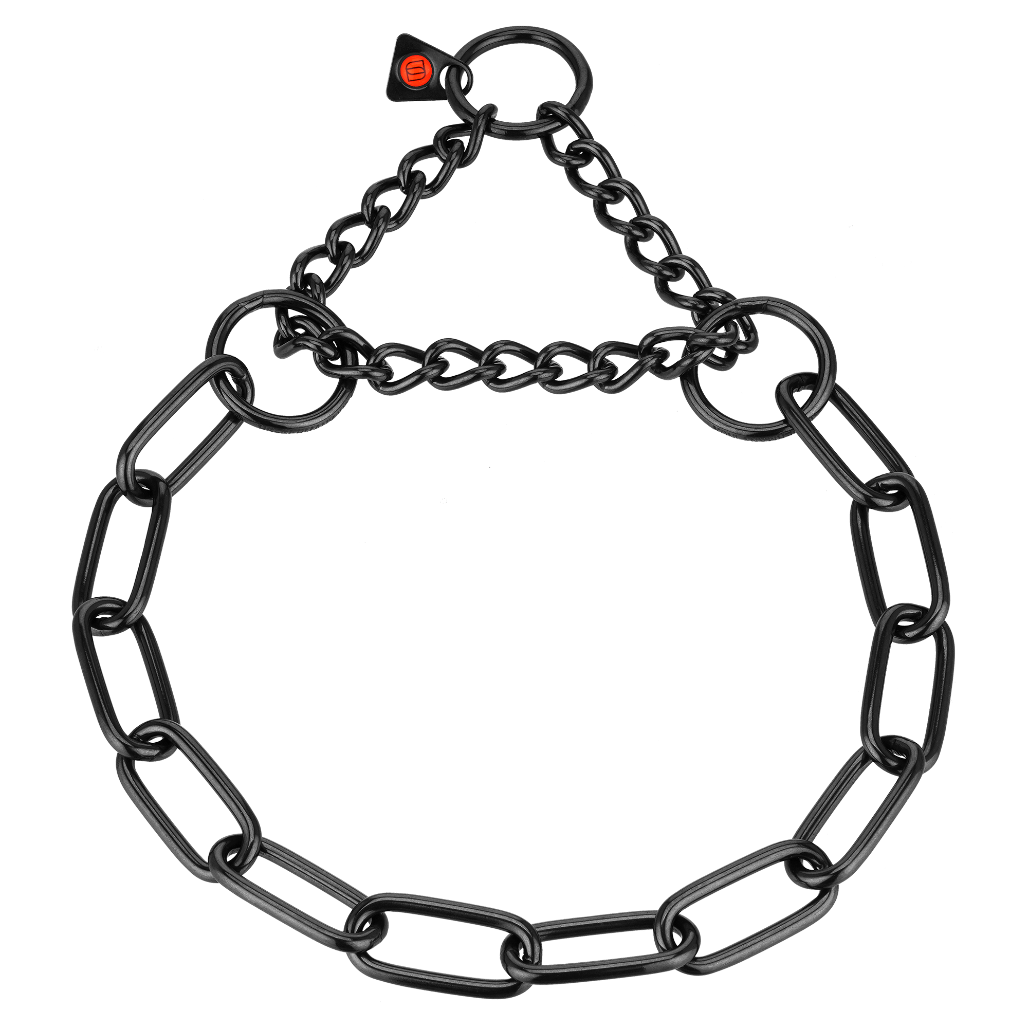 Long Link Chain Collar with Assembly Chain - Stainless Steel Black, 4.
